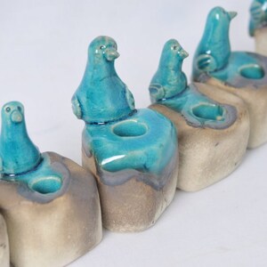 Handmade Ceramics Menorah With Tiny Love Birds - Hanukkah Menorah ...