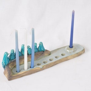 Menorah - Hanukkah Menorah, Ceramics Menorah With Love Birds - Hanukkah ...