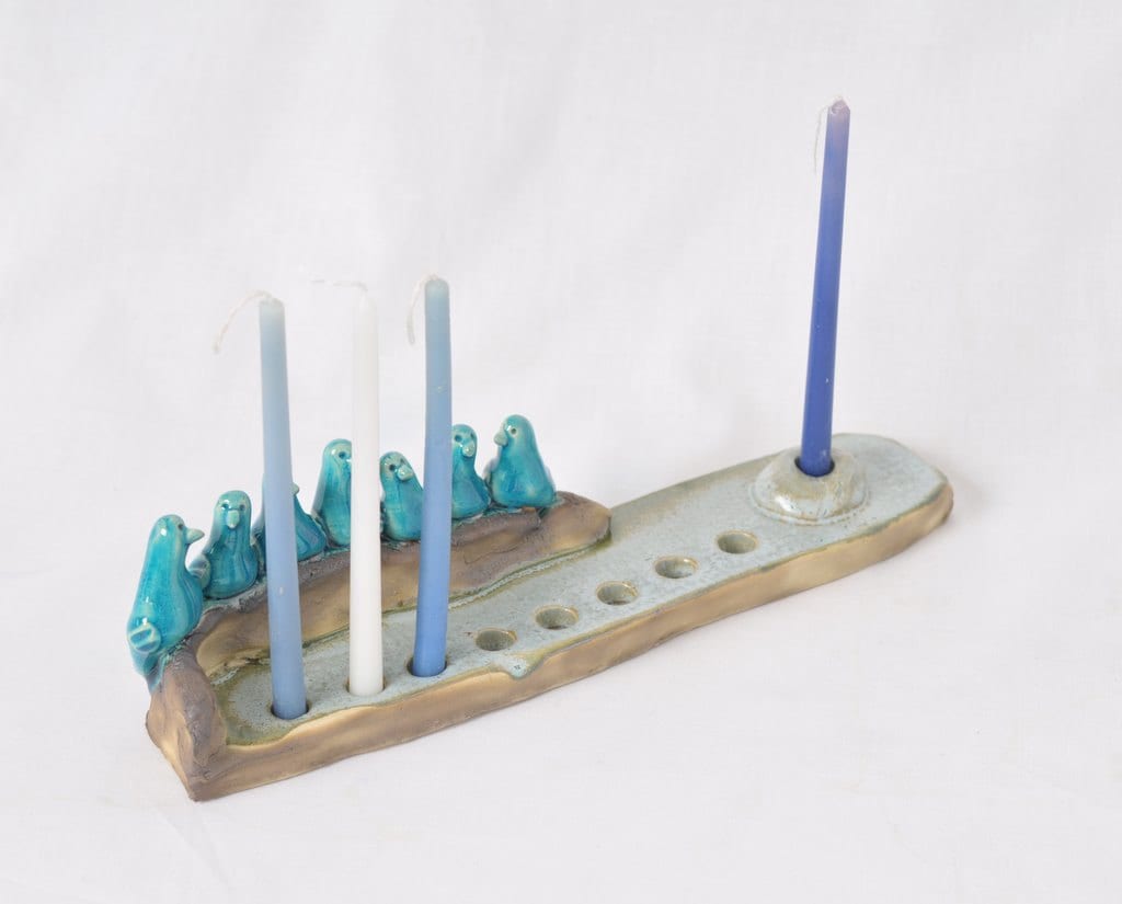 Menorah Hanukkah Menorah Ceramics Menorah With Love Birds - Etsy
