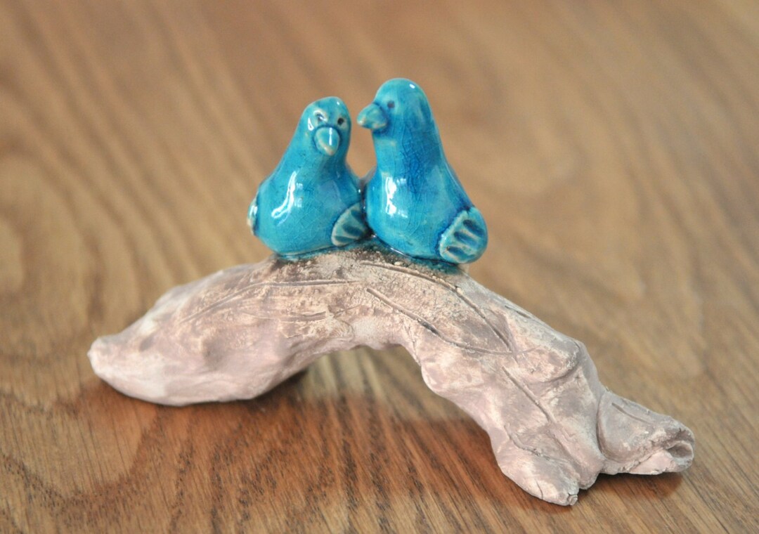 Pair of Love Birds, Valentines Day Gift, Ceramic Sculpture, Engagement ...