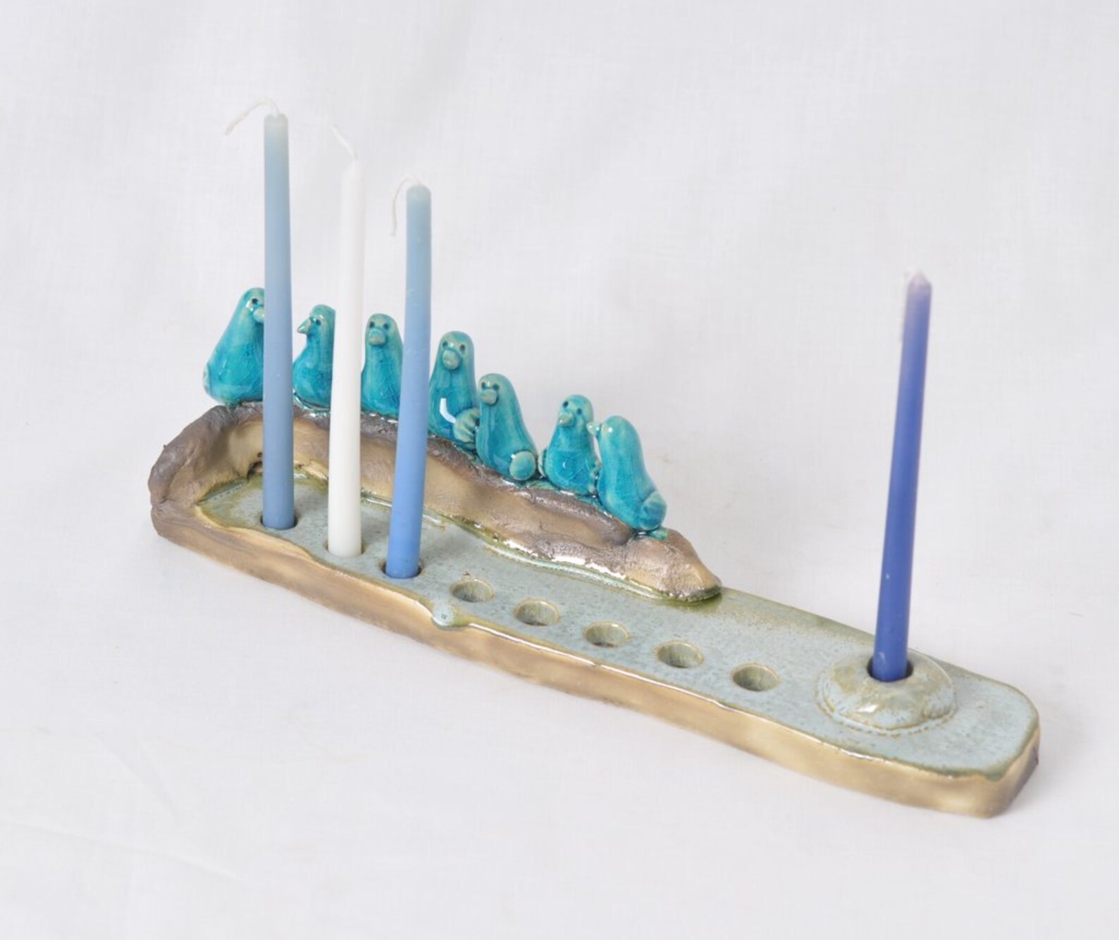 Menorah Hanukkah Menorah Ceramics Menorah With Love Birds - Etsy