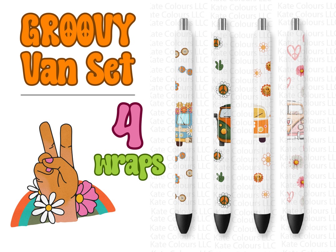 Hippie Van Pen Wrap, 60s Groovy Wrap for Glitter/epoxy Pens - Etsy