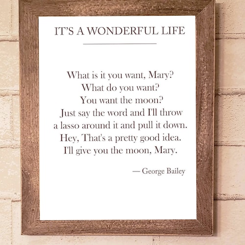 Its a Wonderful Life Quote George Bailey Sign Decor - Etsy