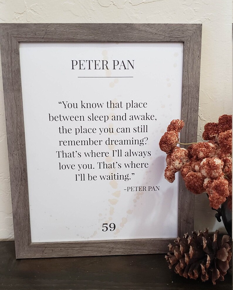 Peter Pan Storybook Distressed Quote Peter Pan Framed Wall | Etsy