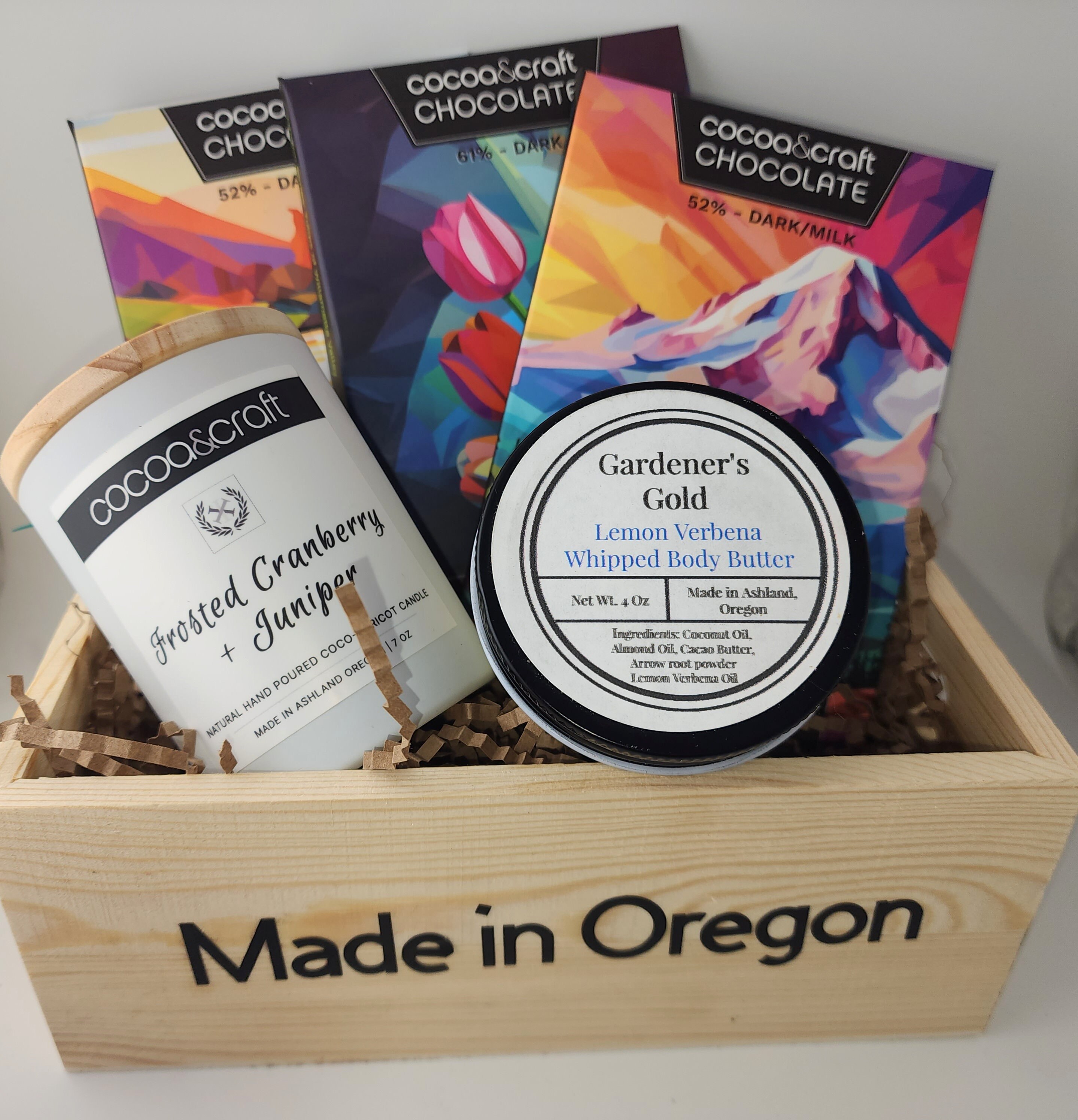 Made in Oregon Gift Basket, Chocolate Bars,truffles, Candle, Body ...