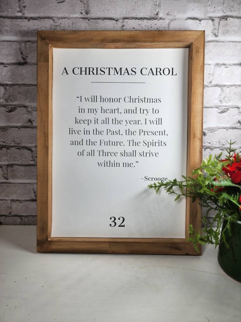 Christmas Carol Framed Movie Quote, Scrooge Quote, Tiny Tim, Bob Marley ...