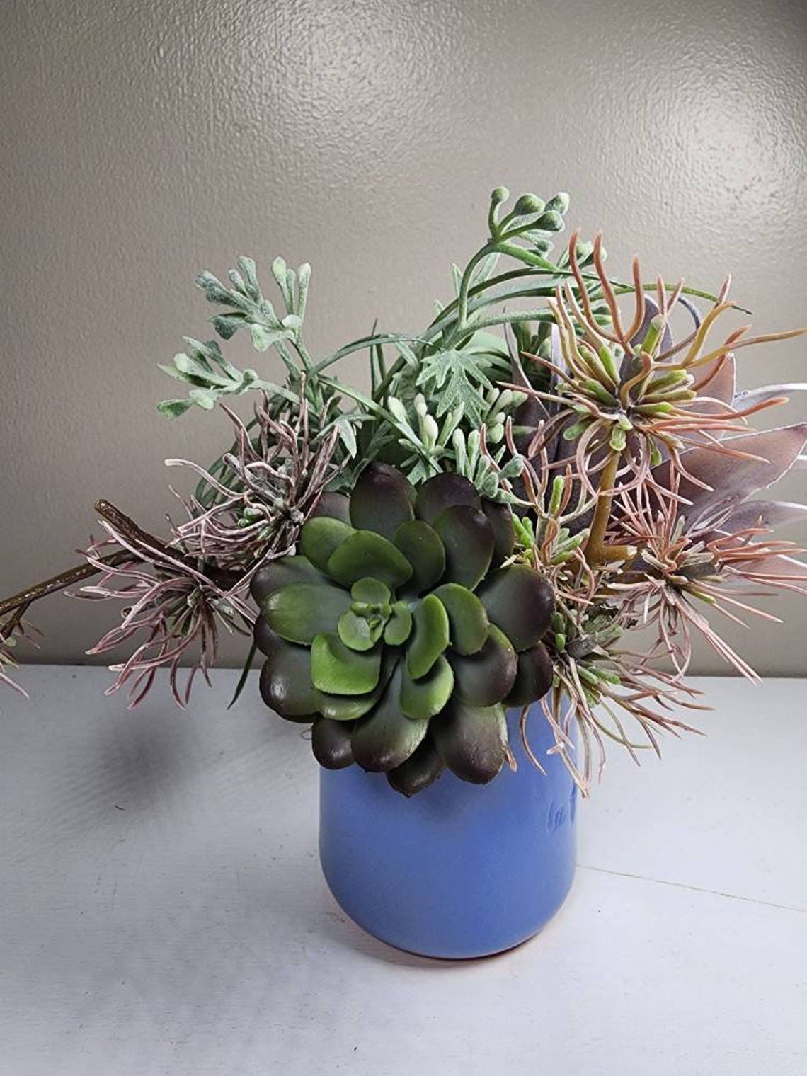 Periwinkle and Lavender Desert Faux Floral Arrangement, Petite and Chic ...