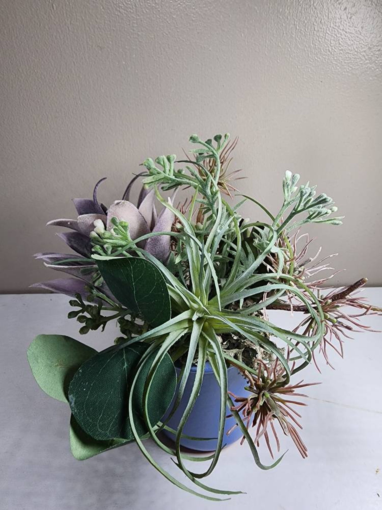 Periwinkle and Lavender Desert Faux Floral Arrangement, Petite and Chic ...