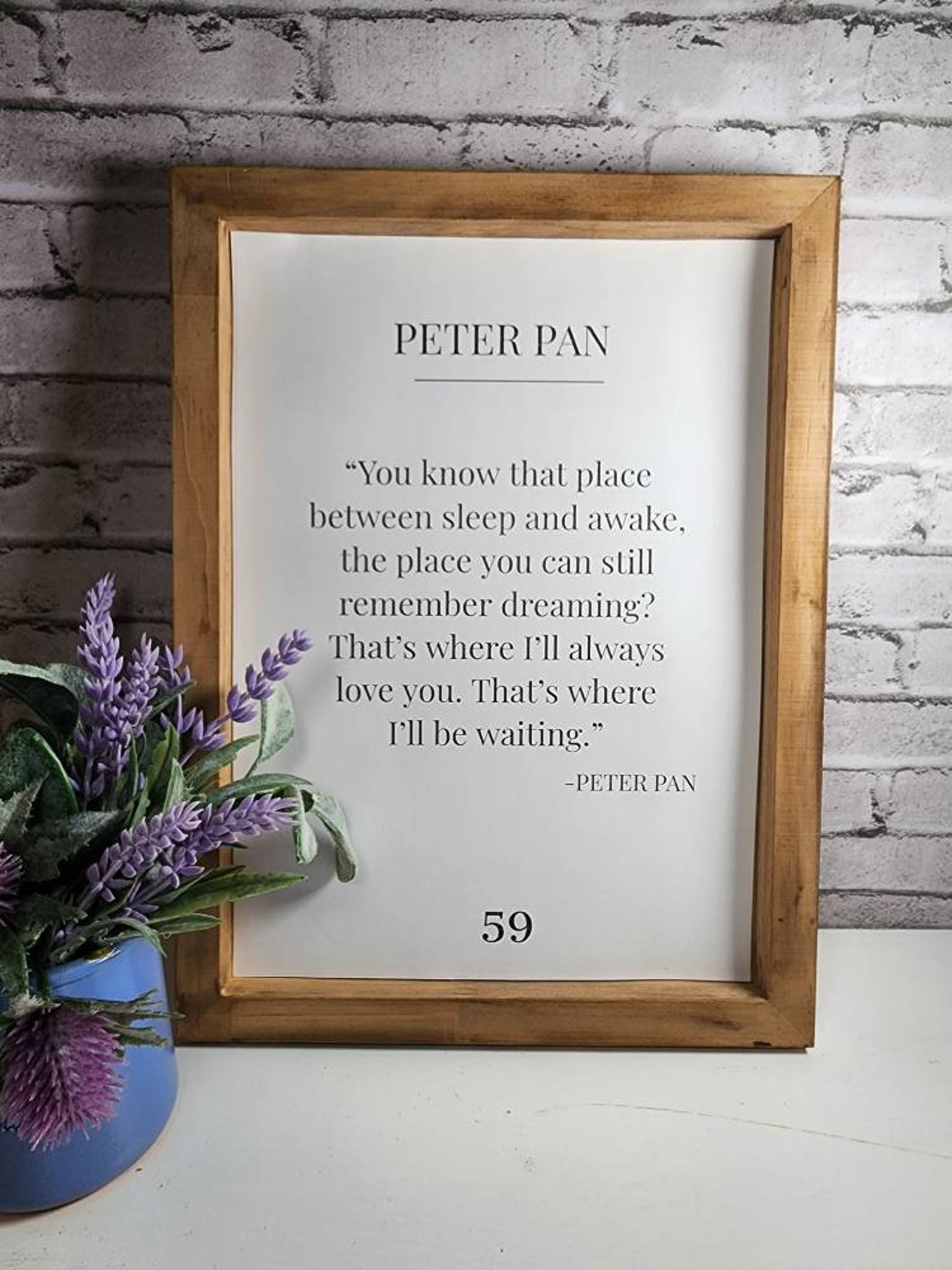 Peter Pan Storybook Distressed Quote , Peter Pan Framed Wall Hanging ...