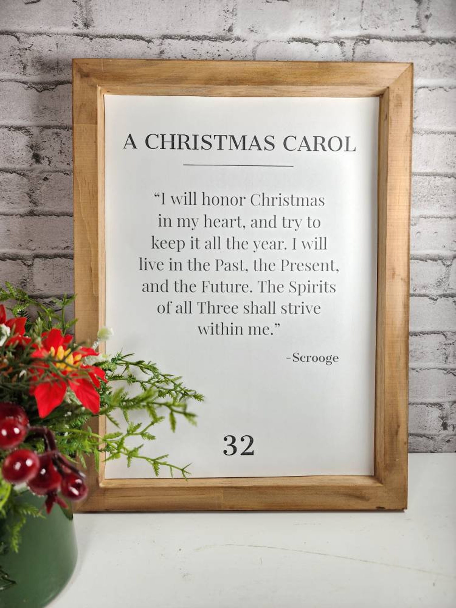Christmas Carol Framed Movie Quote, Scrooge Quote, Tiny Tim, Bob Marley ...