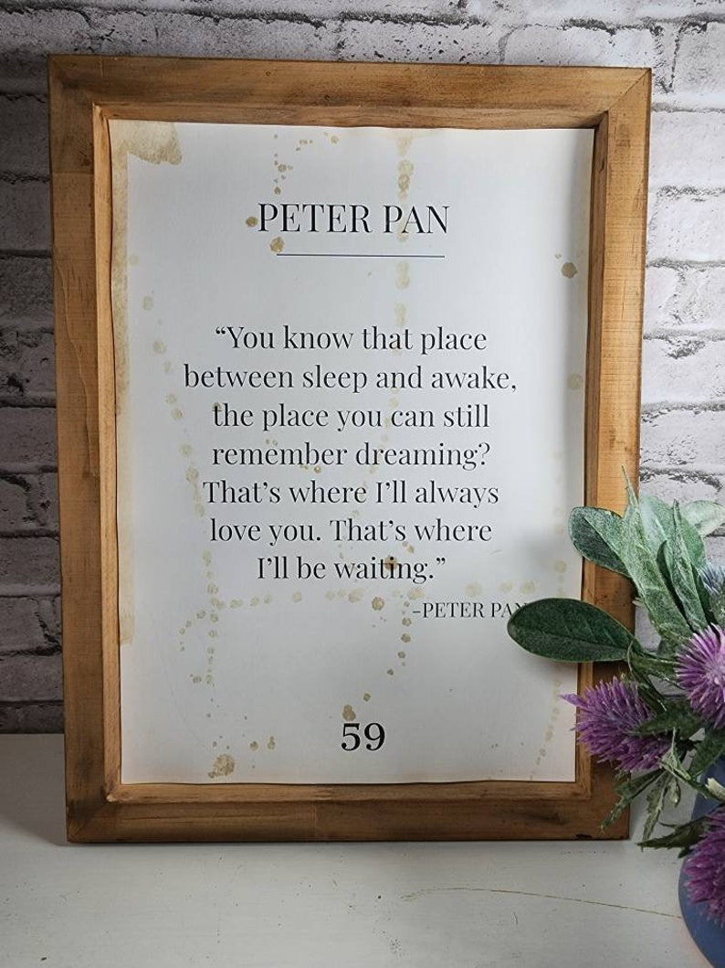 Peter Pan Storybook Distressed Quote Peter Pan Framed Wall - Etsy
