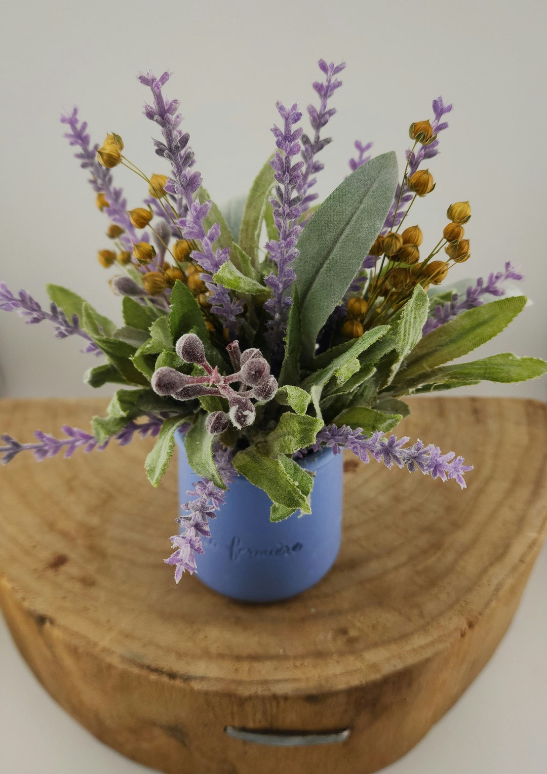 Lavender Miniature Floral Arrangement, Petite Tiered Tray Accessory ...