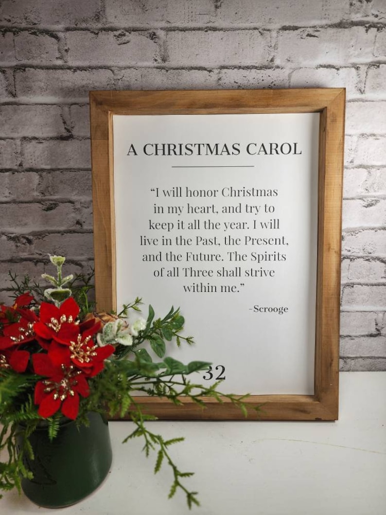 Christmas Carol Framed Movie Quote, Scrooge Quote, Tiny Tim, Bob Marley ...