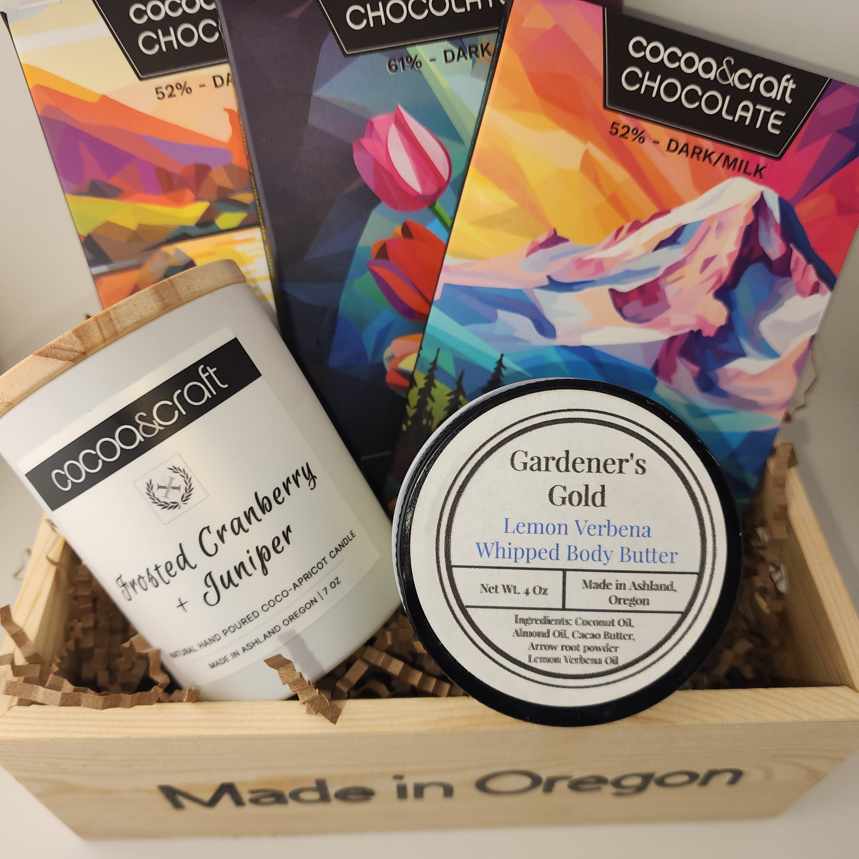 Made in Oregon Gift Basket, Chocolate Bars,truffles, Candle, Body ...
