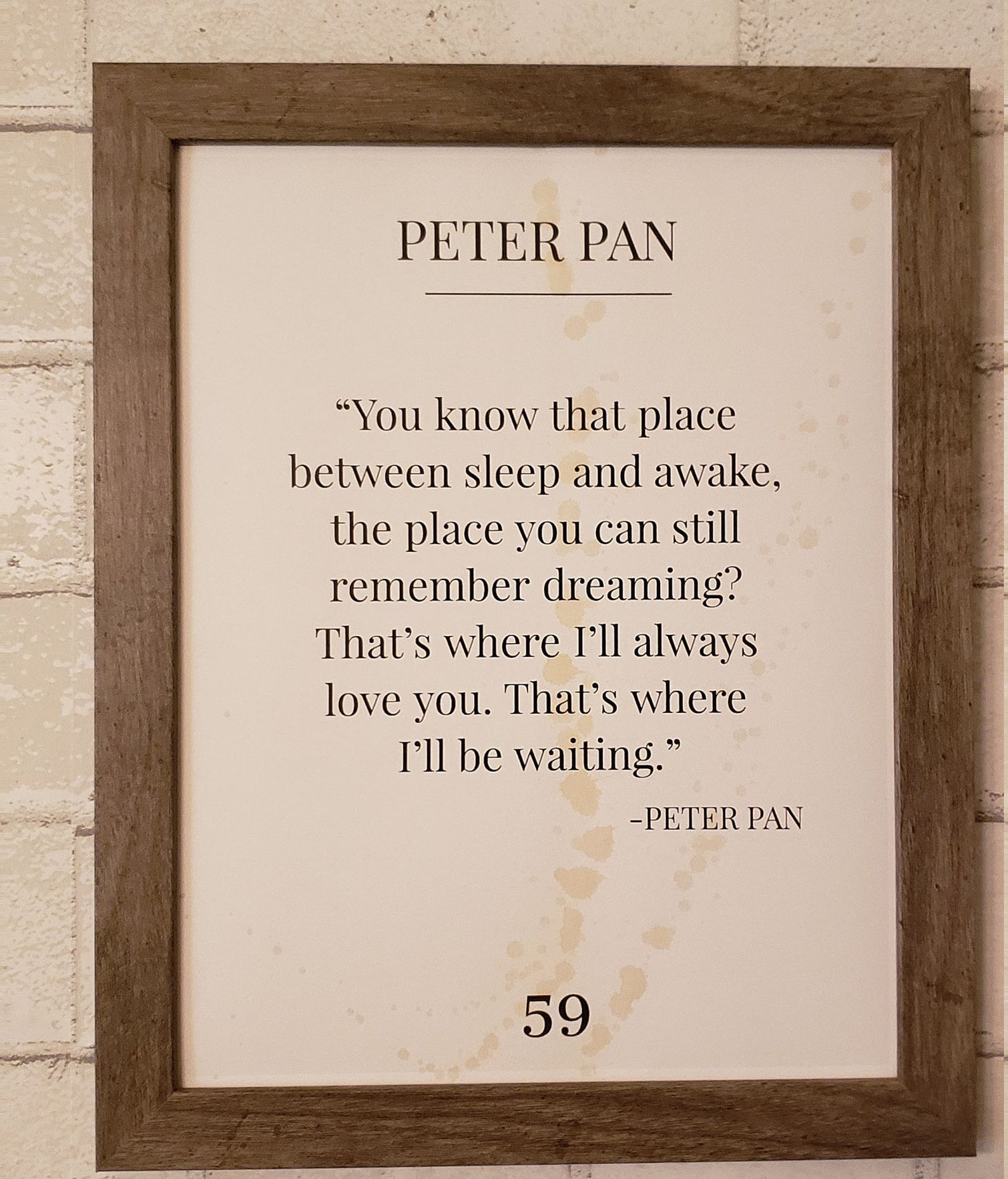 Peter Pan Storybook Distressed Quote Peter Pan Framed Wall | Etsy