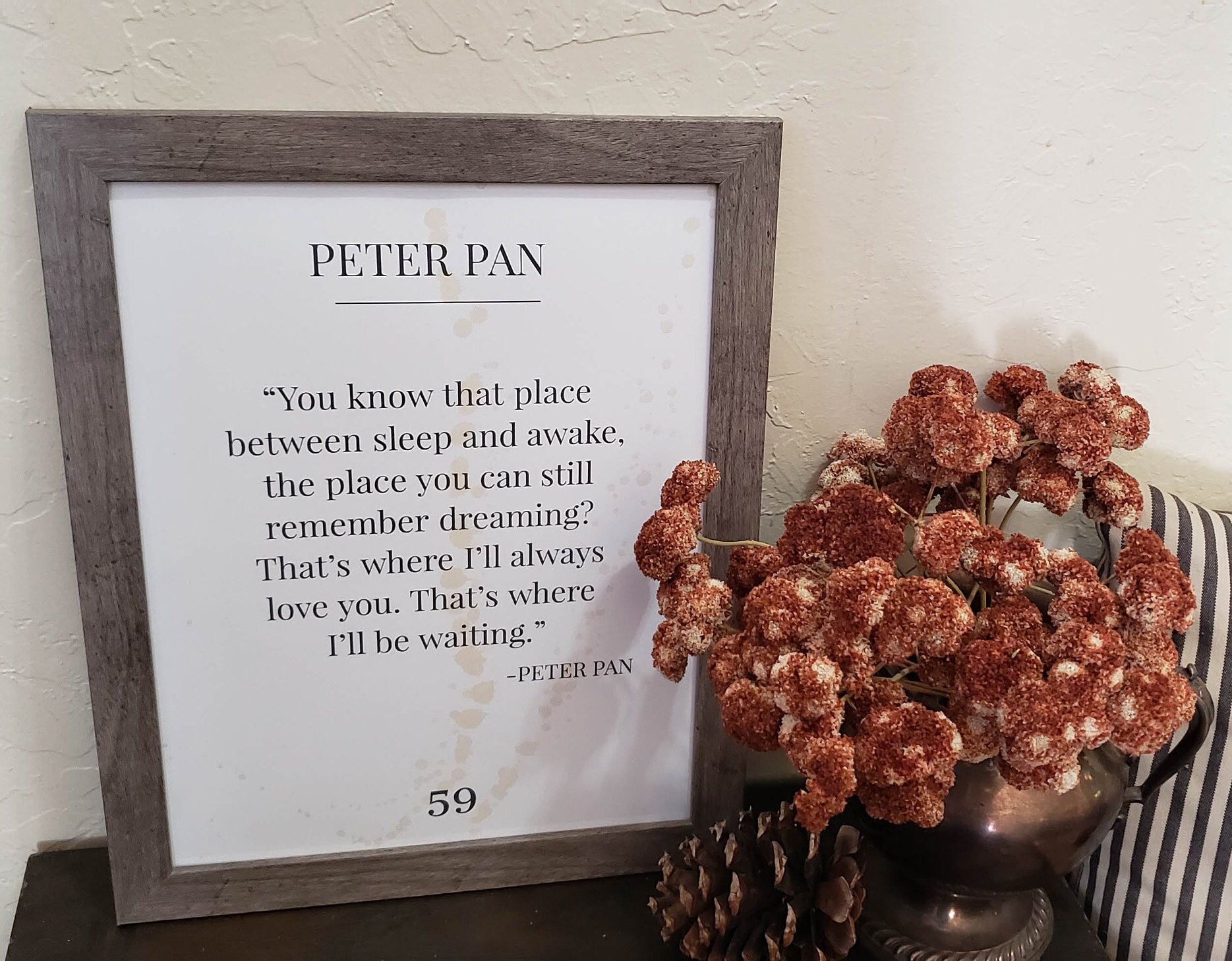 Peter Pan Storybook Distressed Quote Peter Pan Framed Wall | Etsy