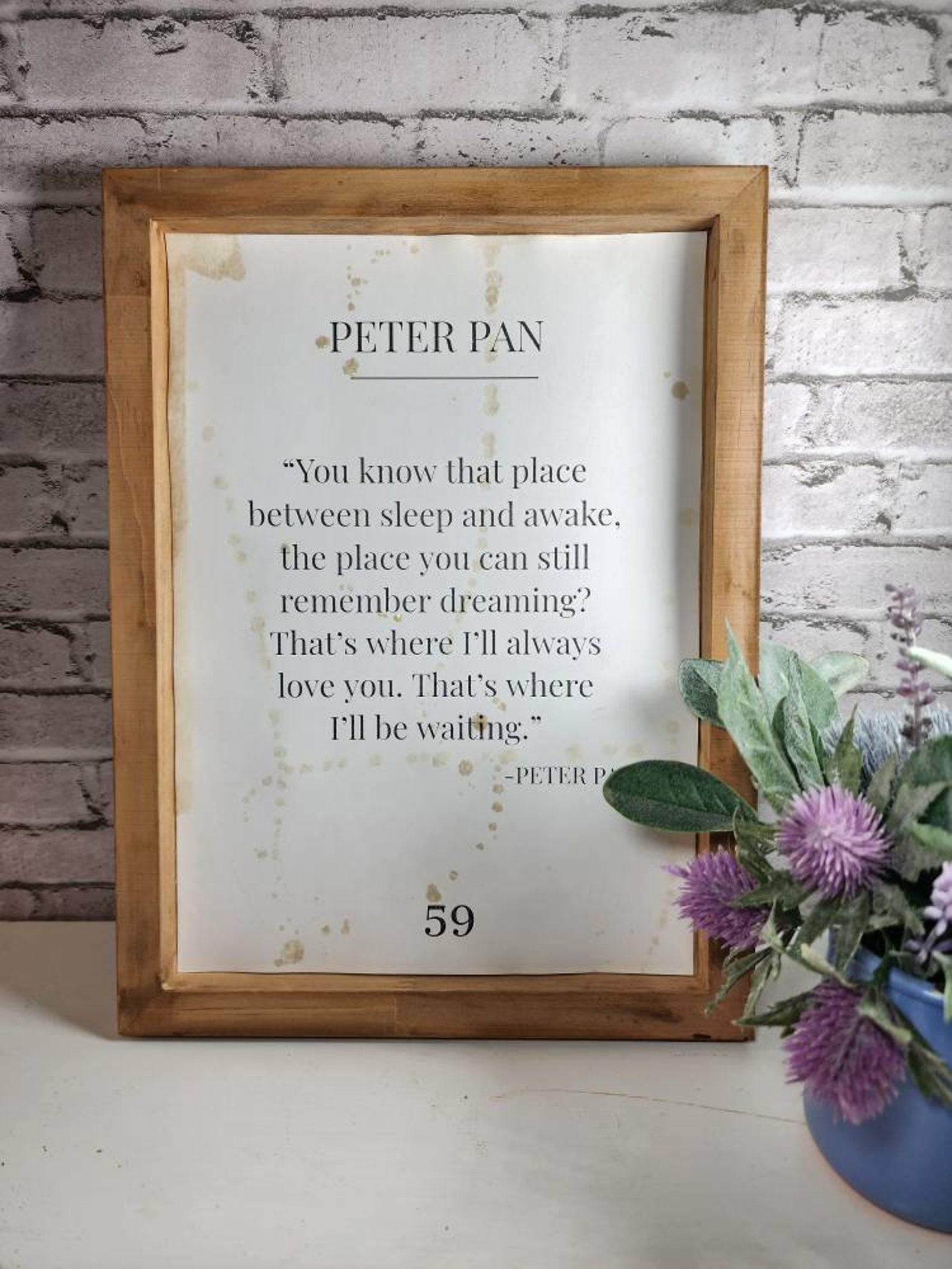 Peter Pan Storybook Distressed Quote Peter Pan Framed Wall - Etsy