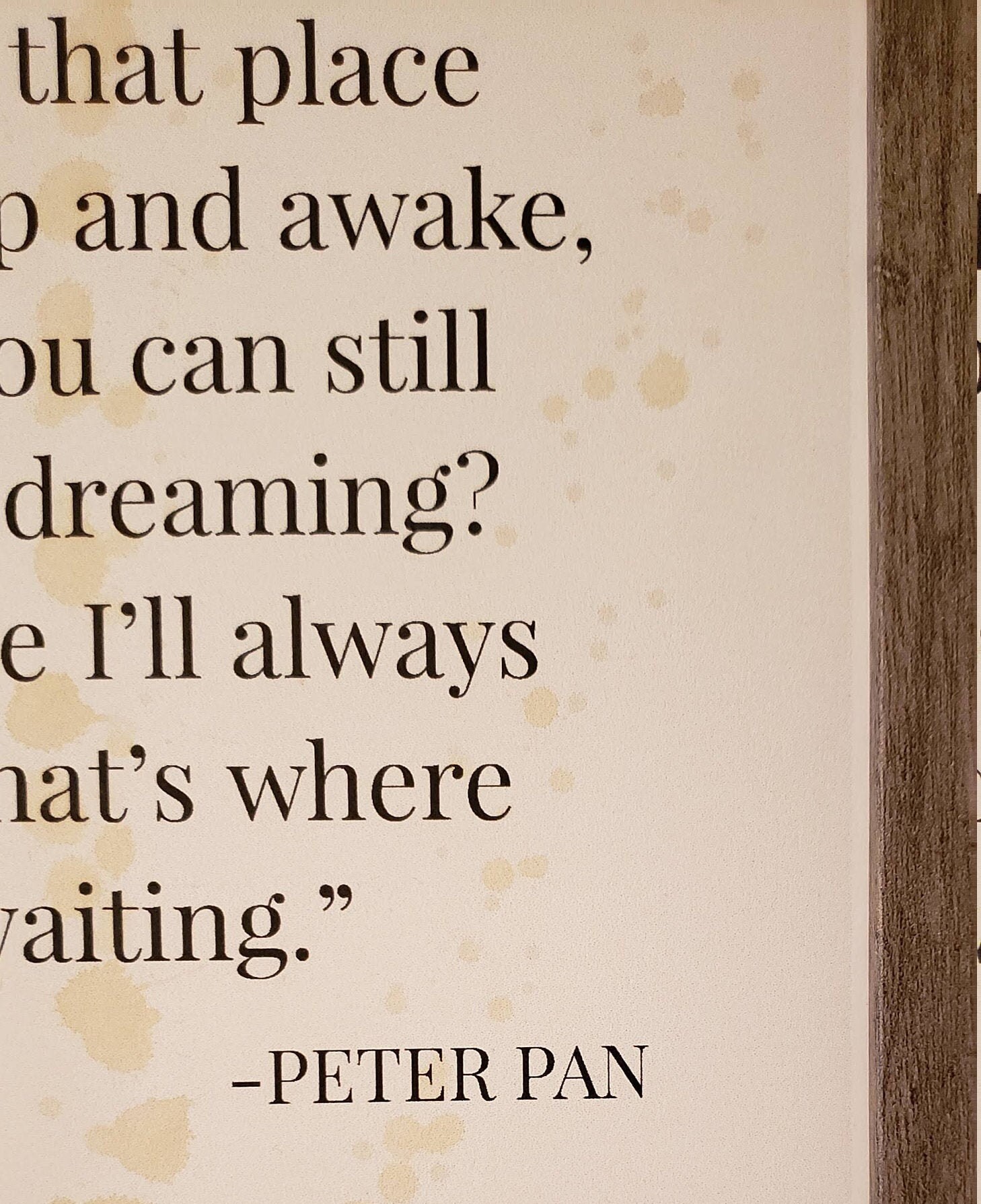 Peter Pan Storybook Distressed Quote Peter Pan Framed Wall | Etsy