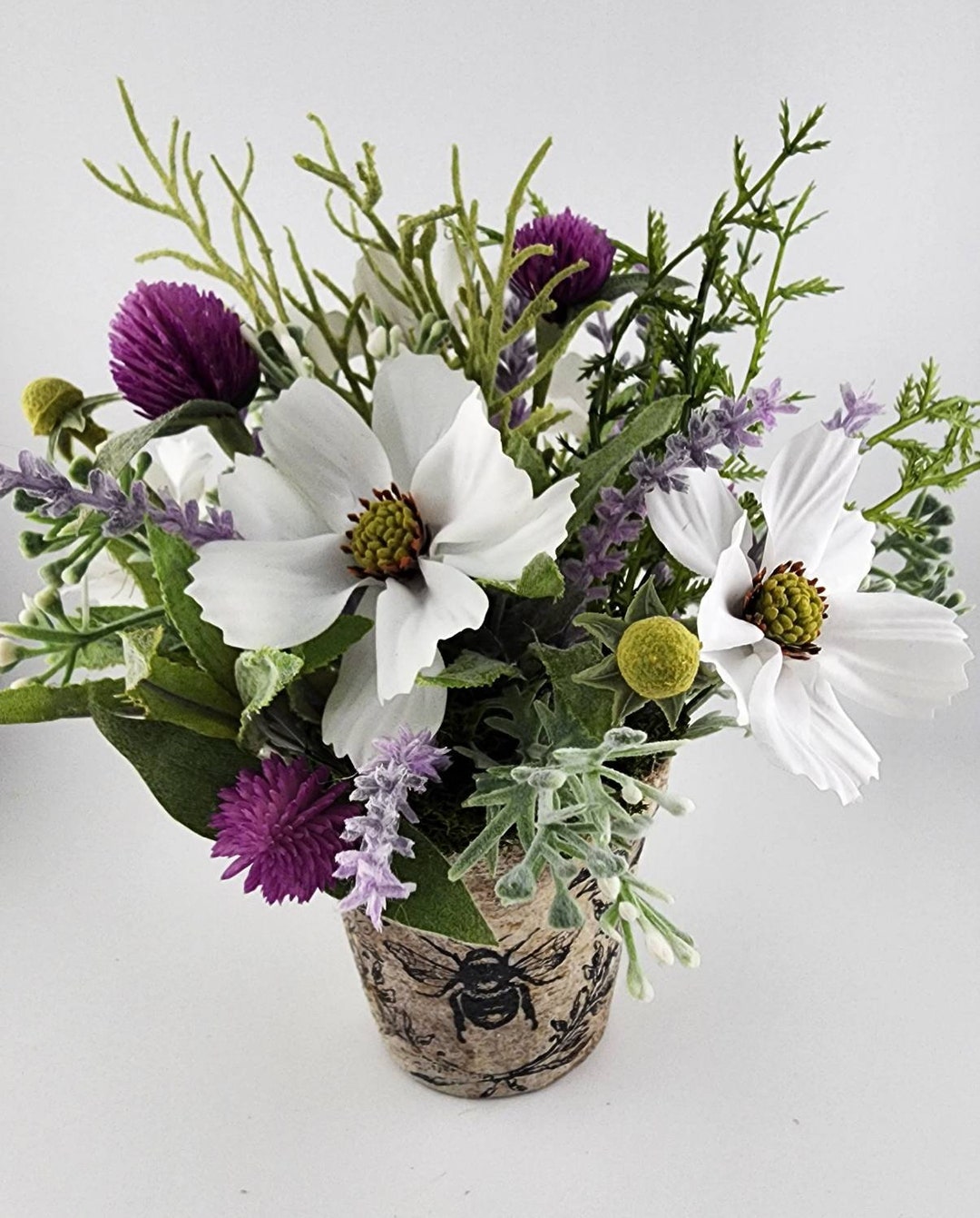 Spring Wildflower Mini Arrangement, Petite Garden Faux Florals, Tiered ...