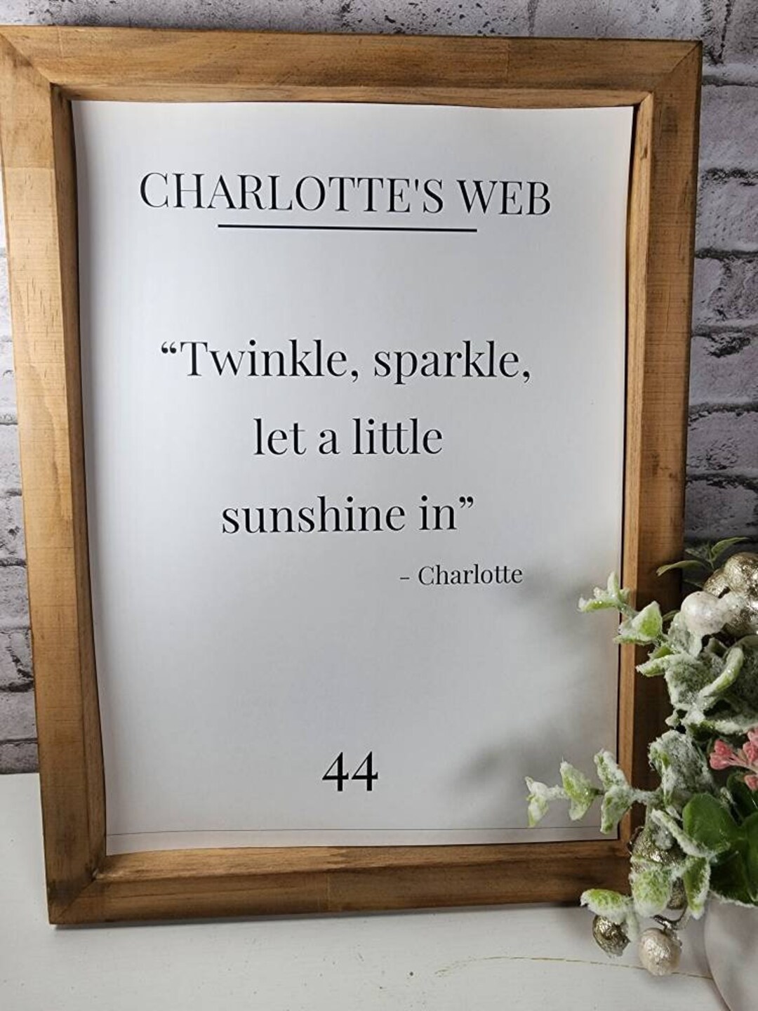 Charlotte's Web Framed Quote, Distressed Book Page, Framed Movie Quote ...