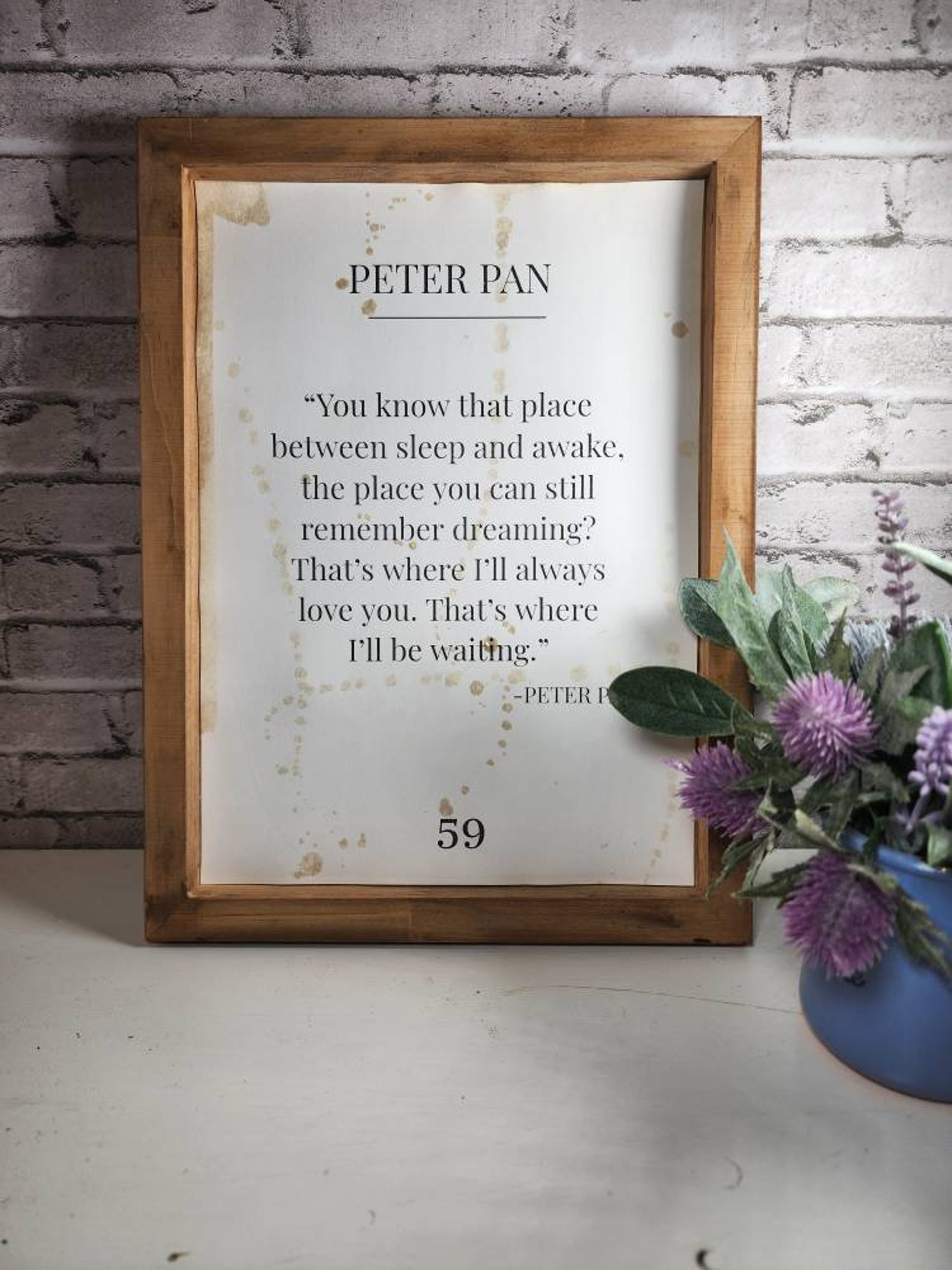 Peter Pan Storybook Distressed Quote Peter Pan Framed Wall - Etsy
