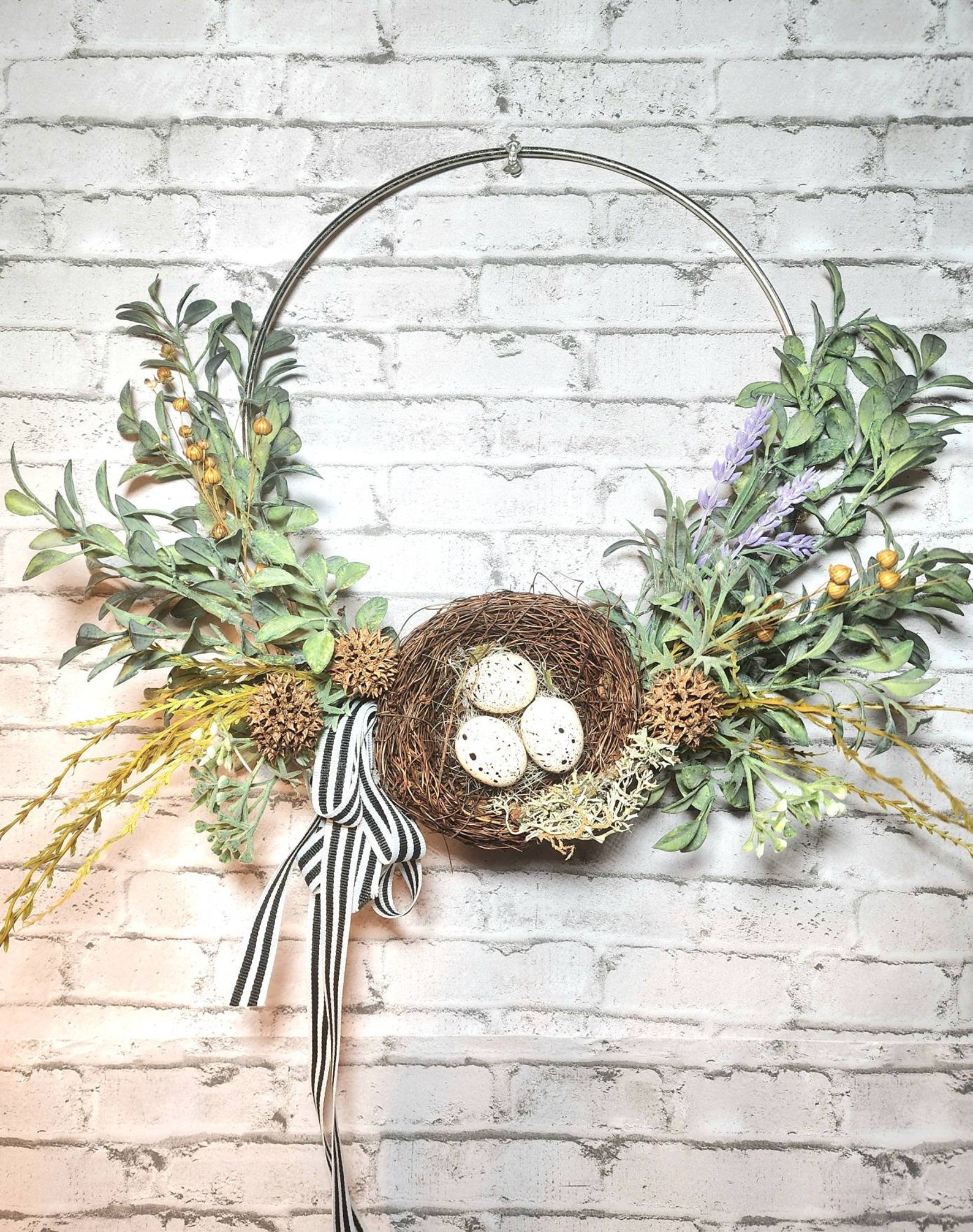 Modern Spring Farmhouse Wreath, Birds Nest Hoop Wreath, French Country ...