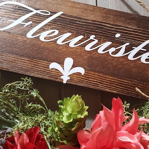 Fleuriste Wooden Rustic Sign, Florist Flower Shop Home Decor Wall ...