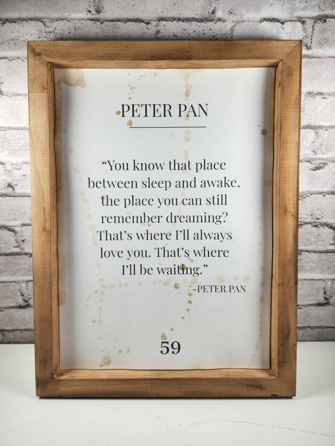Peter Pan Storybook Distressed Quote Peter Pan Framed Wall - Etsy