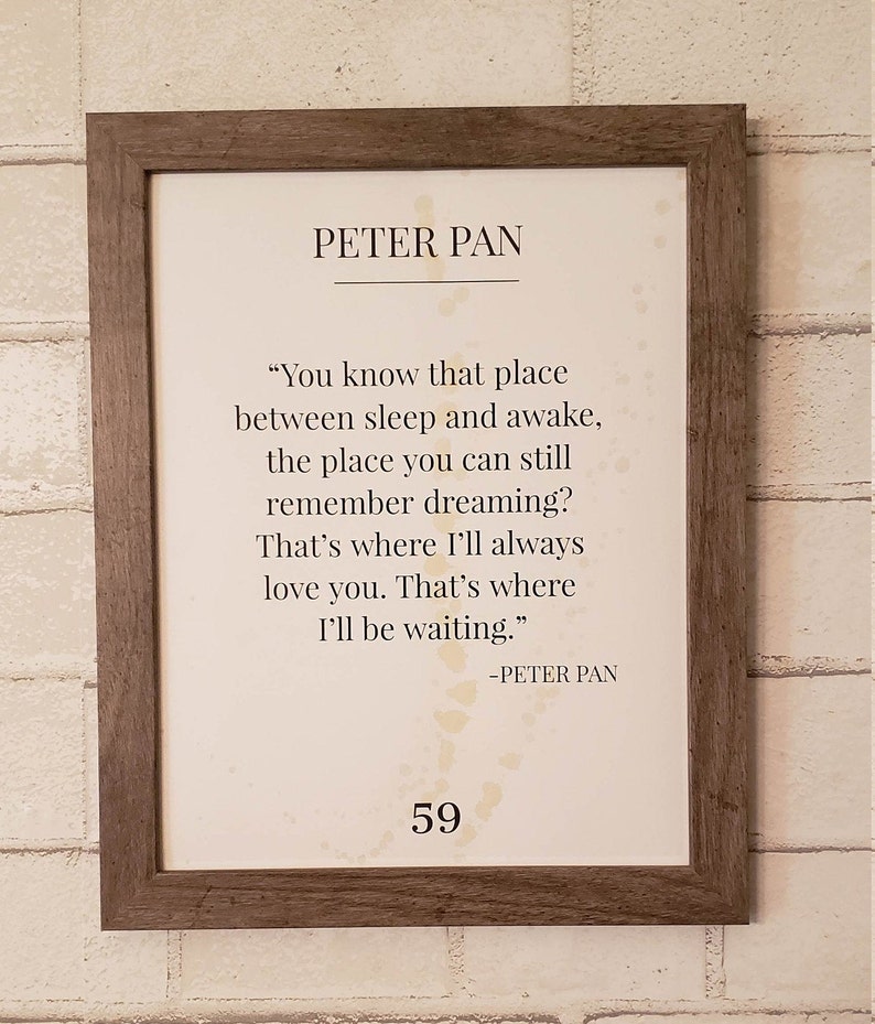 Peter Pan Storybook Distressed Quote Peter Pan Framed Wall | Etsy