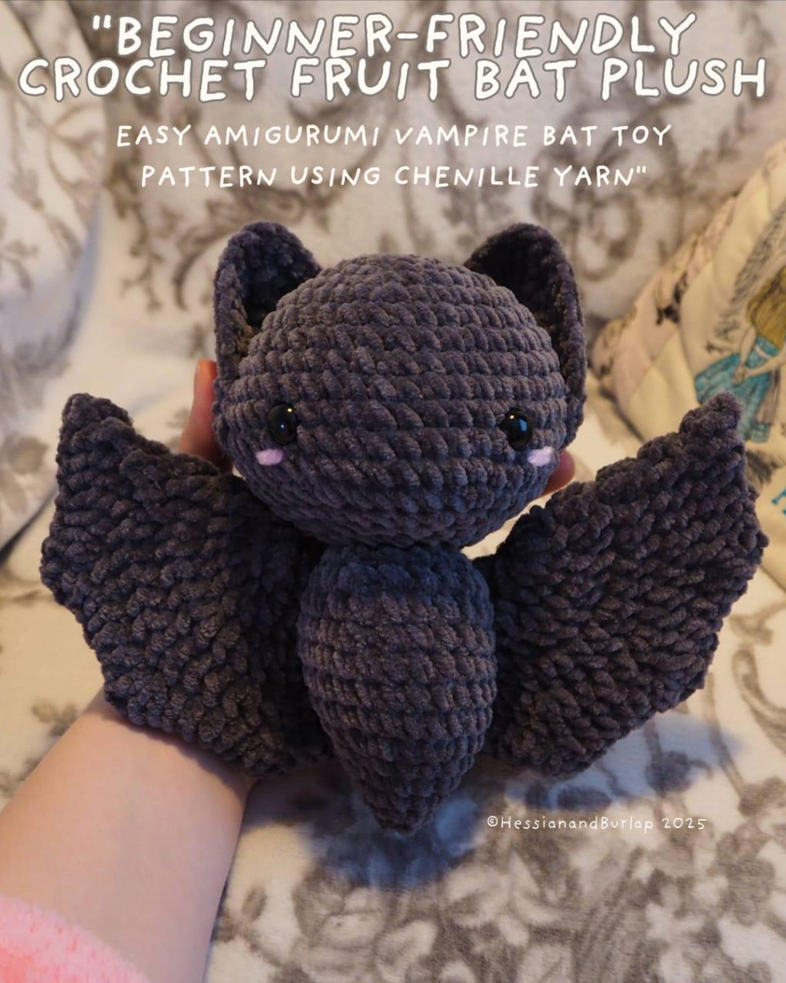 Amigurumi Fruit Bat Crochet Pattern | Cuddly Vampire Bat Plush Toy ...