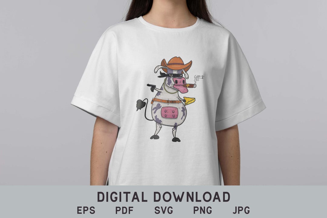 Funny Farm Cow Gangster SVG, Farming SVG, Sarcastic Farmer (digital ...