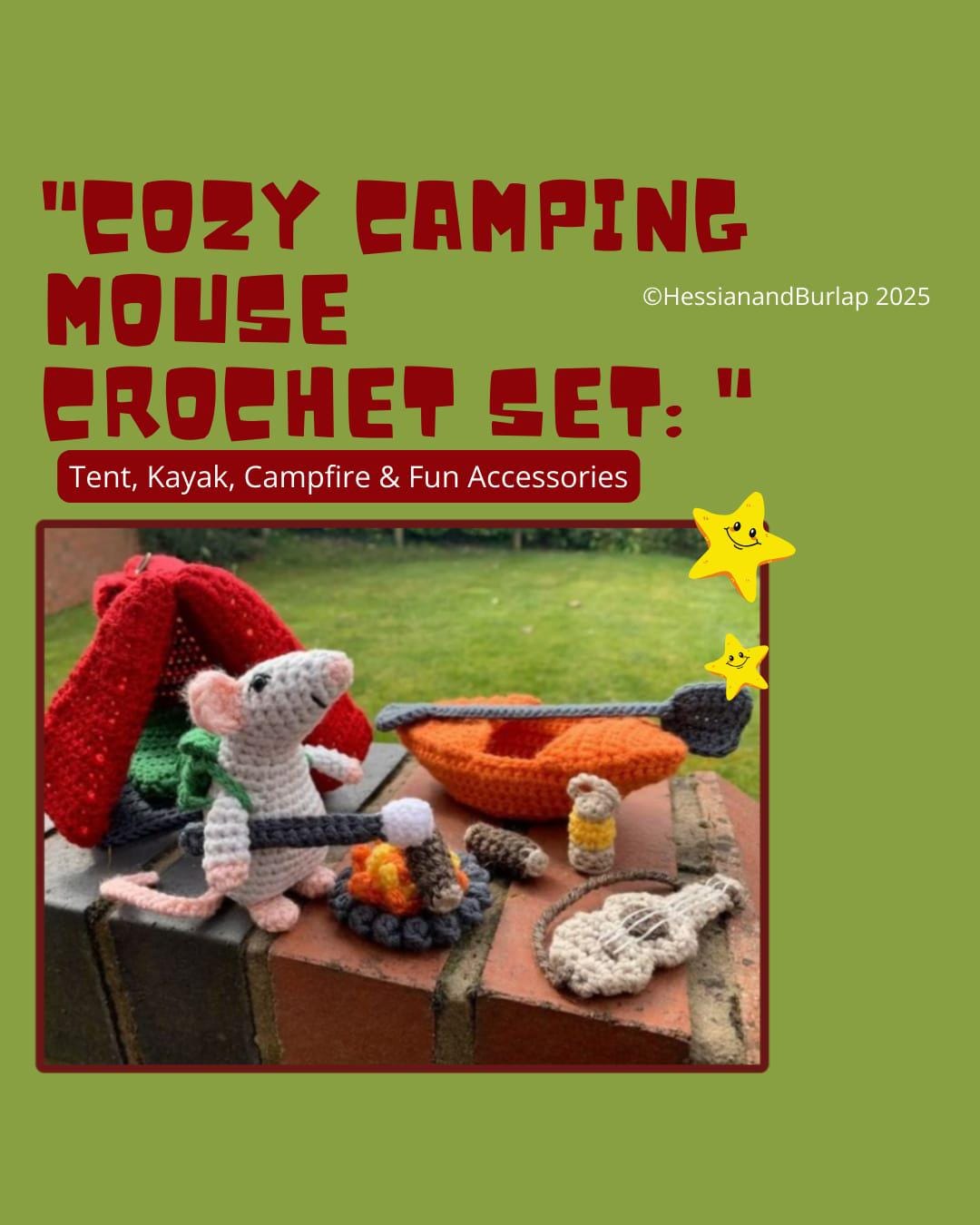 Cozy Camping Mouse Crochet Pattern PDF – Amigurumi Tent, Kayak ...