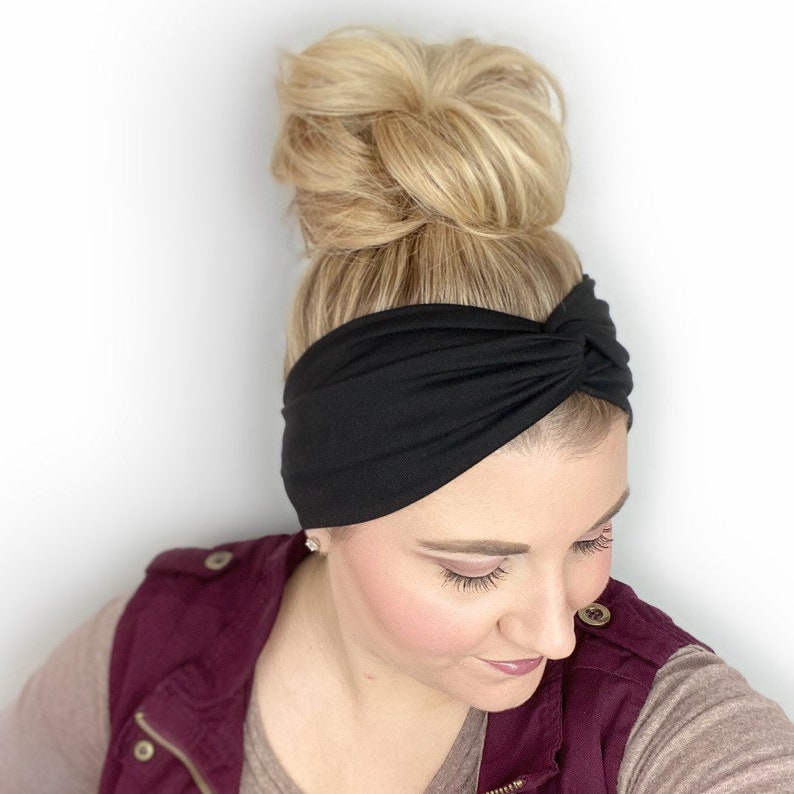 Black Turban Headband Boho Headband Twist Turban Headband Etsy