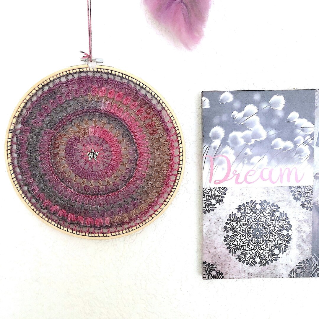 Modern Mandala NEBULA, Crochet Wall Decoration on Embroidery Hoop ...
