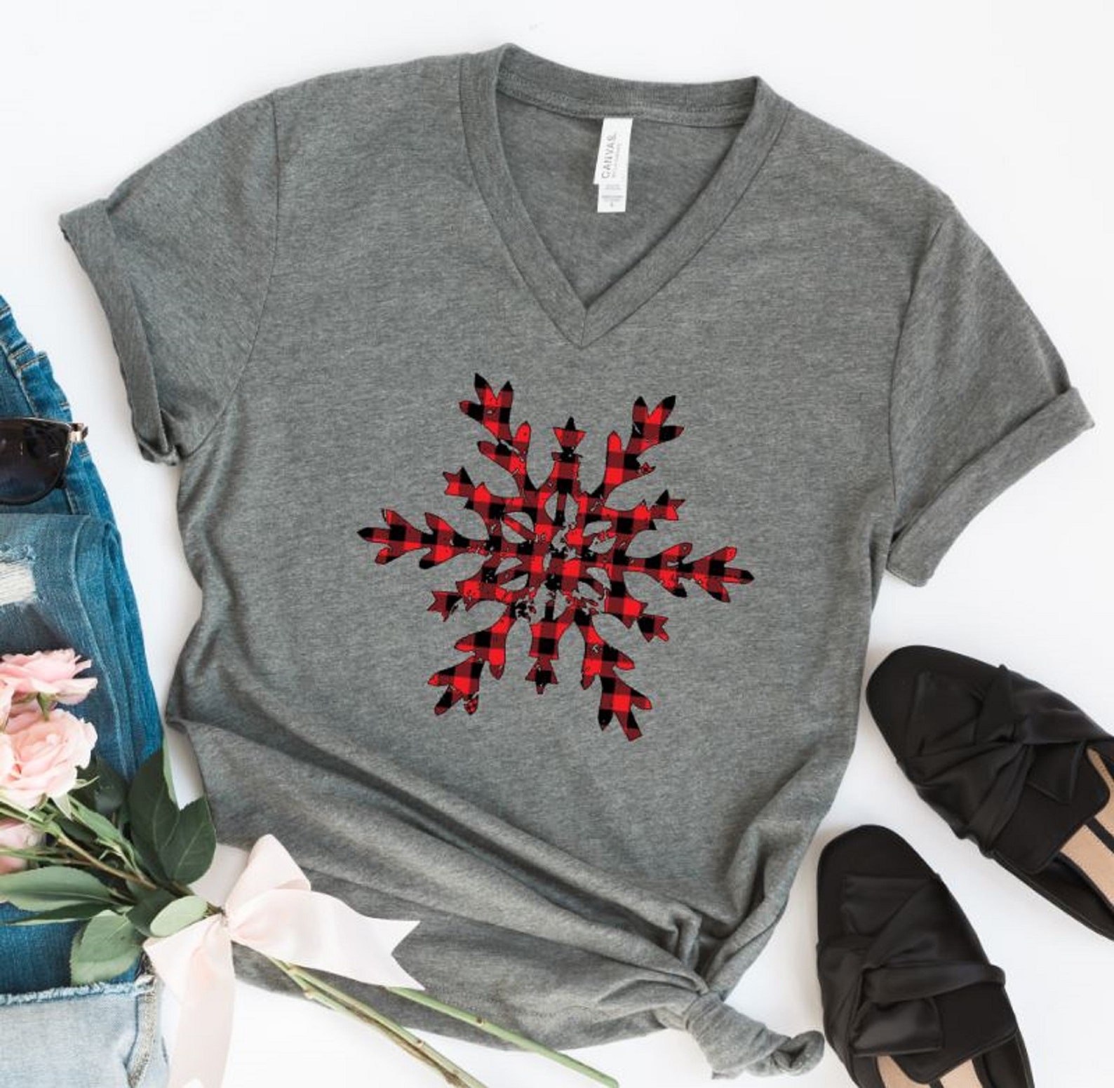 Plaid Snowflake Winter Shirt for Women Christmas Shirts for - Etsy