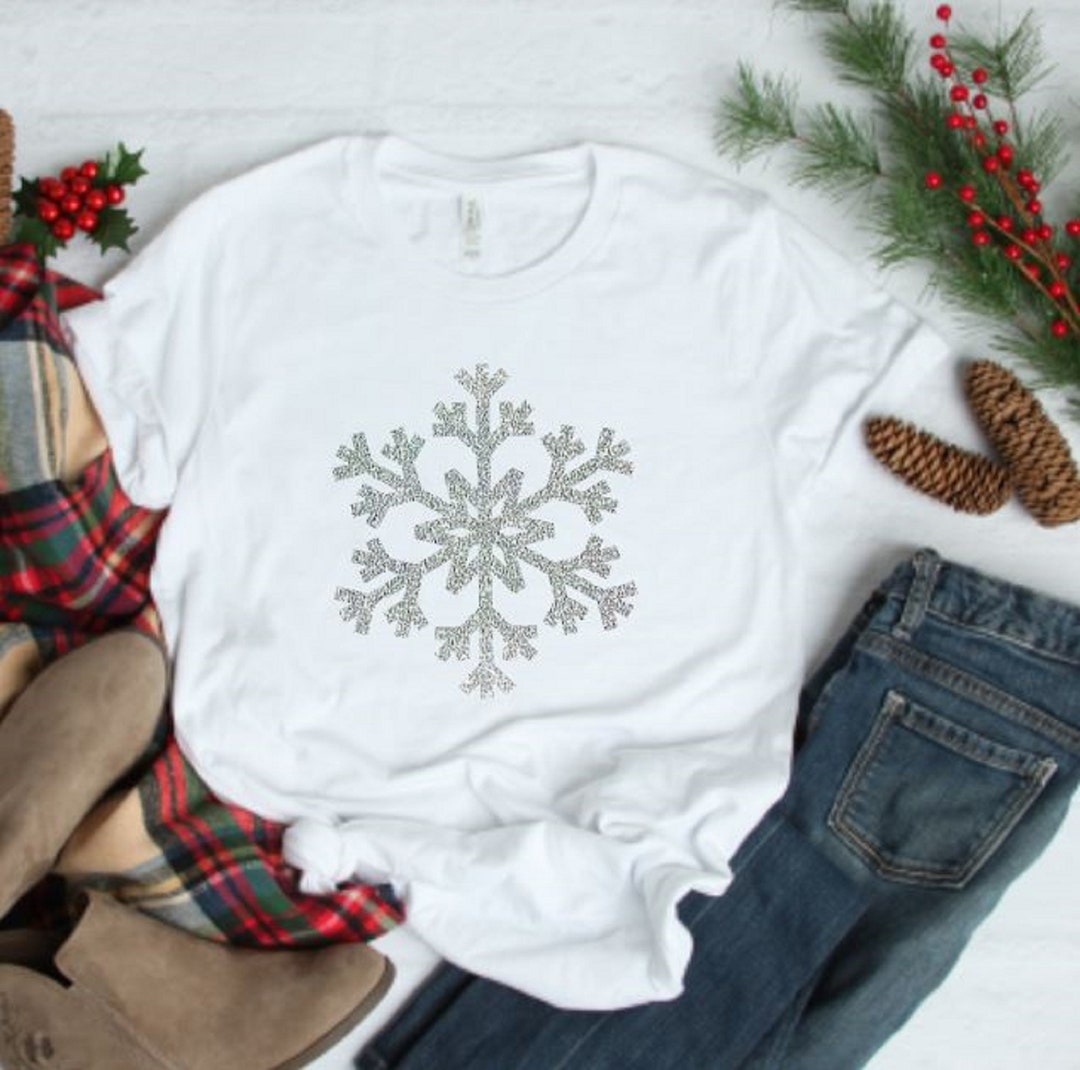 Snowflake Shirt, Glitter Christmas Shirt,womens Christmas Shirt ...