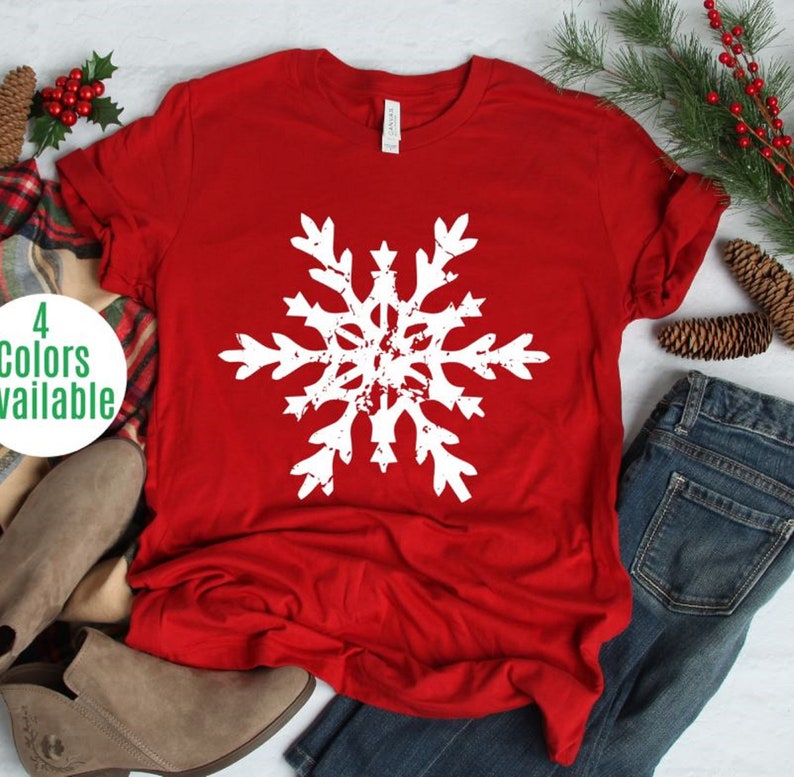 Womens Snowflake Shirt- 4 Colors -grunge Snowflake Christmas Shirt ...
