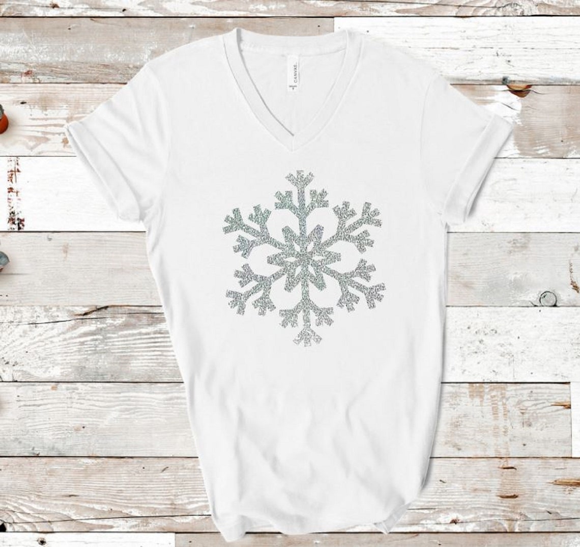 Glitter Snowflake V-neck Shirt Christmas Shirts for Women - Etsy