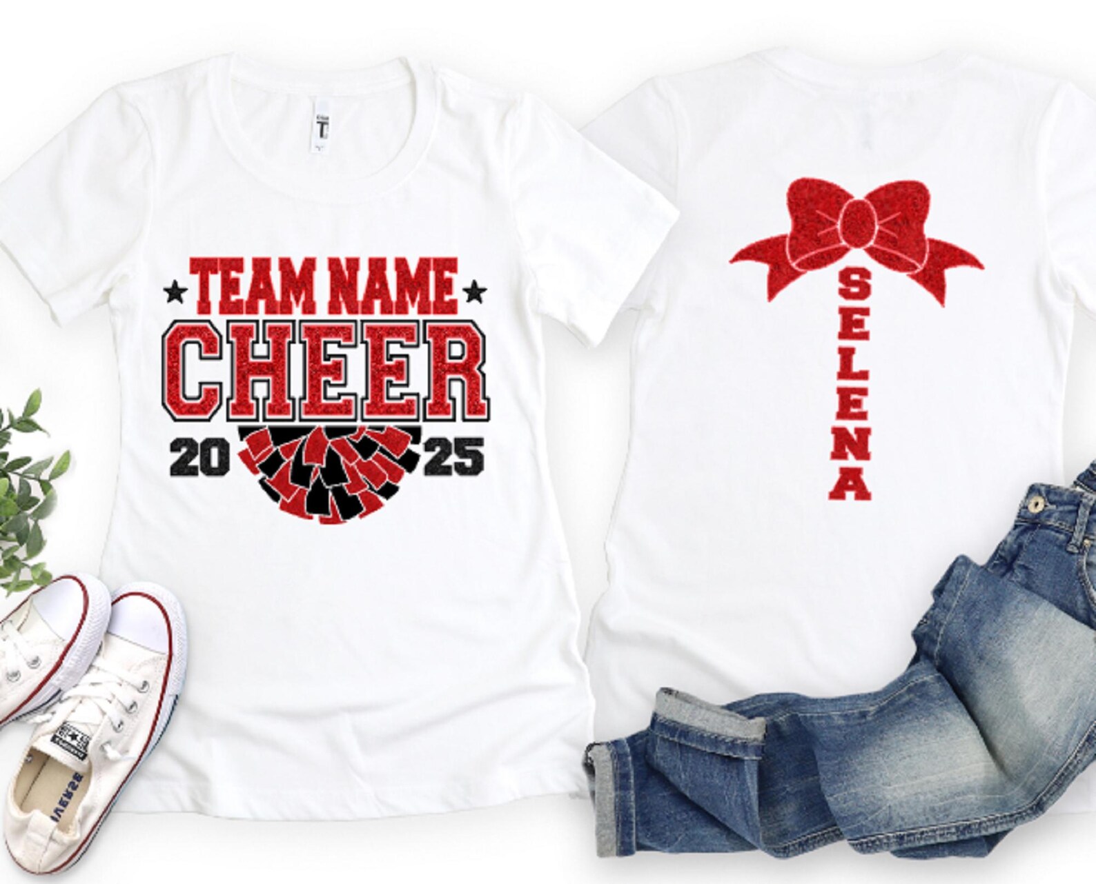 Glitter Custom Cheer Team Sweatshirt, Cheerleader T-shirt, Glitter ...
