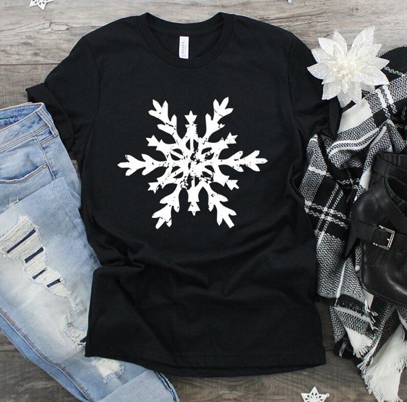 Womens Snowflake Shirt- 4 Colors -grunge Snowflake Christmas Shirt ...
