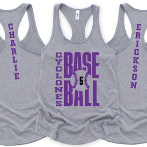 Custom Baseball Number Tank Top Baseball Mom Gift Personalized Baseball ...