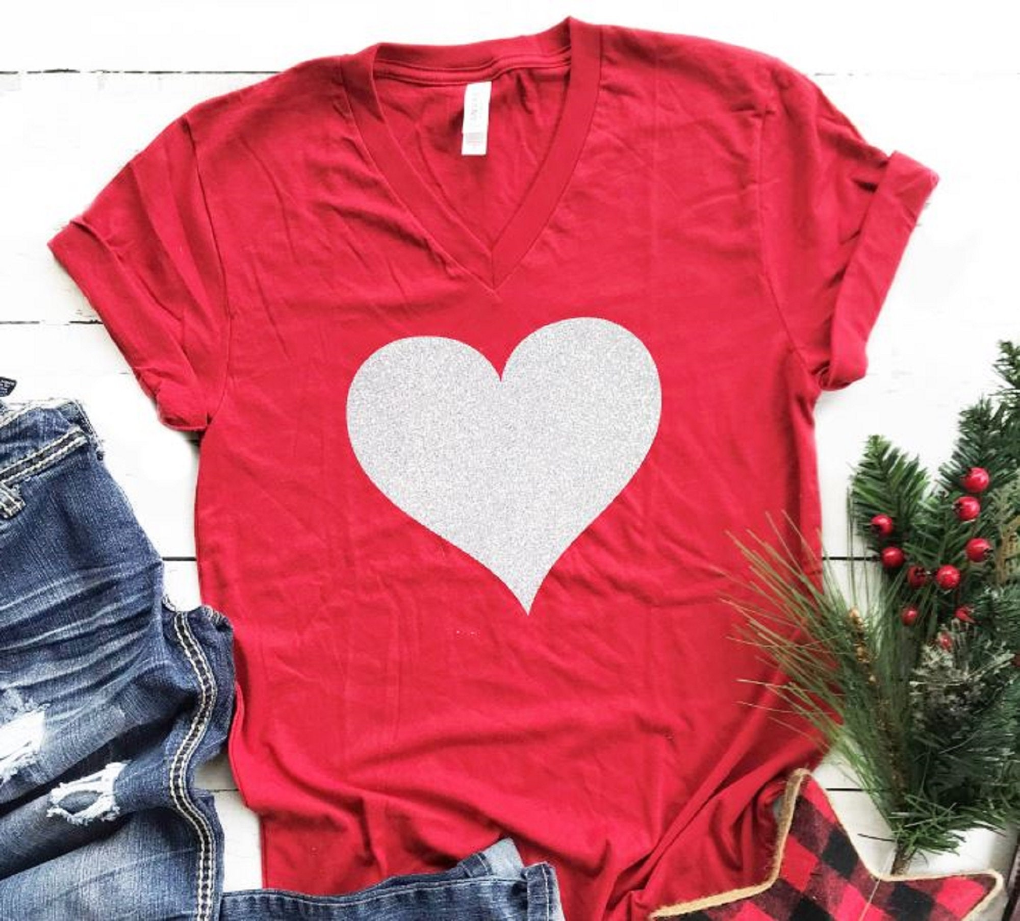 Womens valentines day shirt glitter heart shirt Valentine | Etsy