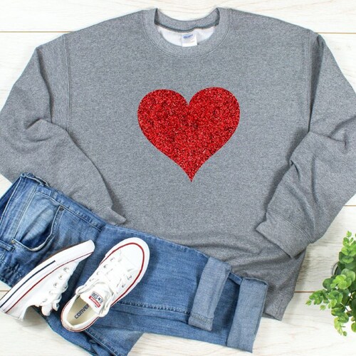 Glitter Heart Sweatshirt Valentines Day Shirt For Women Etsy