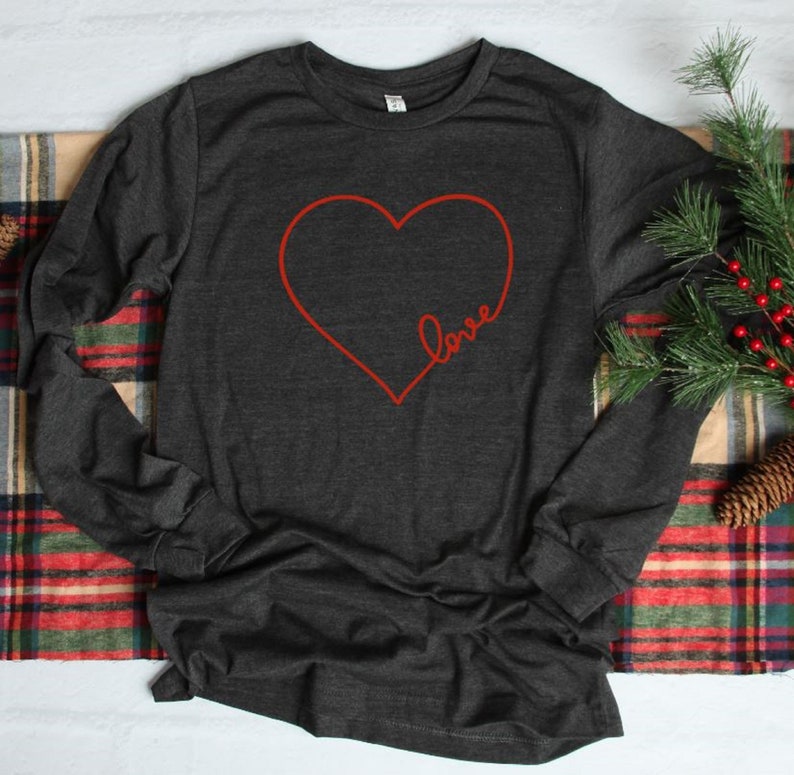 Long Sleeve Valentines Shirt Valentine Heart Shirt Love | Etsy