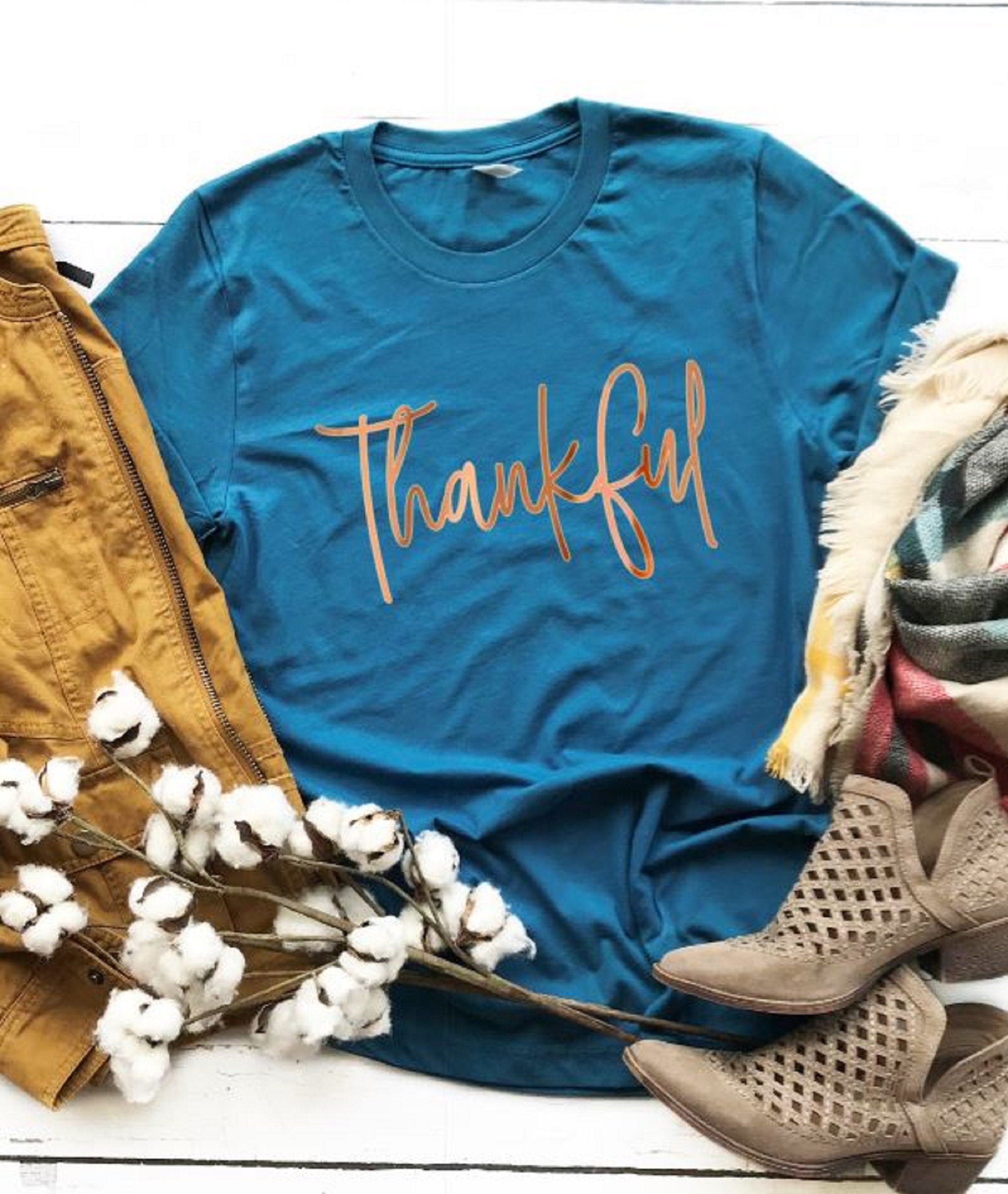 Rose Gold Thankful Shirt, Thankful T-shirt, Thankful, Thanksgiving ...