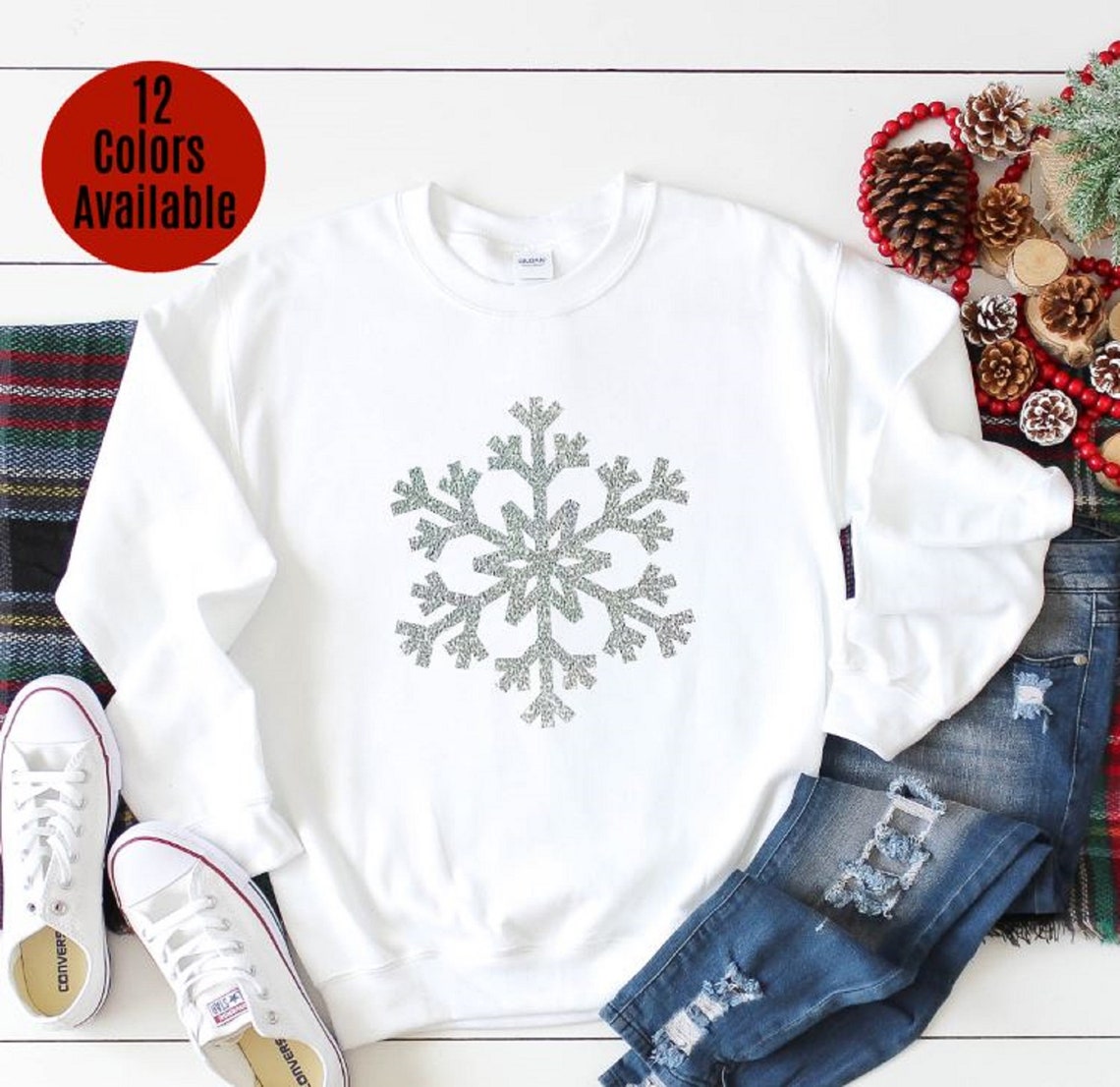Snowflake Sweatshirt, Glitter Christmas Shirt,womens Christmas Shirt ...