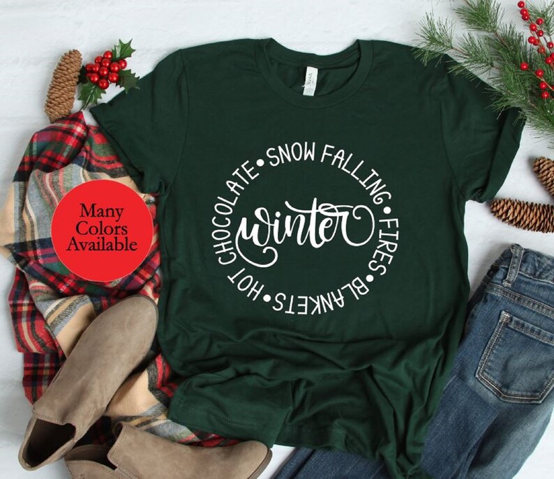 Cute Winter Shirts Winter Graphic Tees Ladies Christmas | Etsy