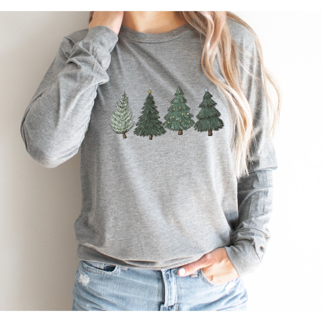 Christmas Tree Shirts for Women, Christmas Tee Shirt, Long Sleeve ...