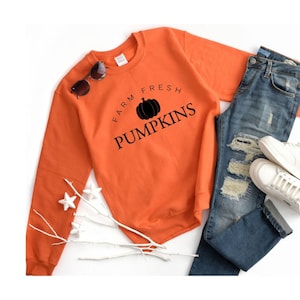 Farm Fresh Pumpkin Sweatshirt, Fall Crewneck, Pumpkin Patch Sweatshirt ...