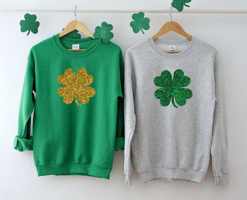Shamrock Shirt St Patricks Day Sweatshirt Glitter Shamrock - Etsy
